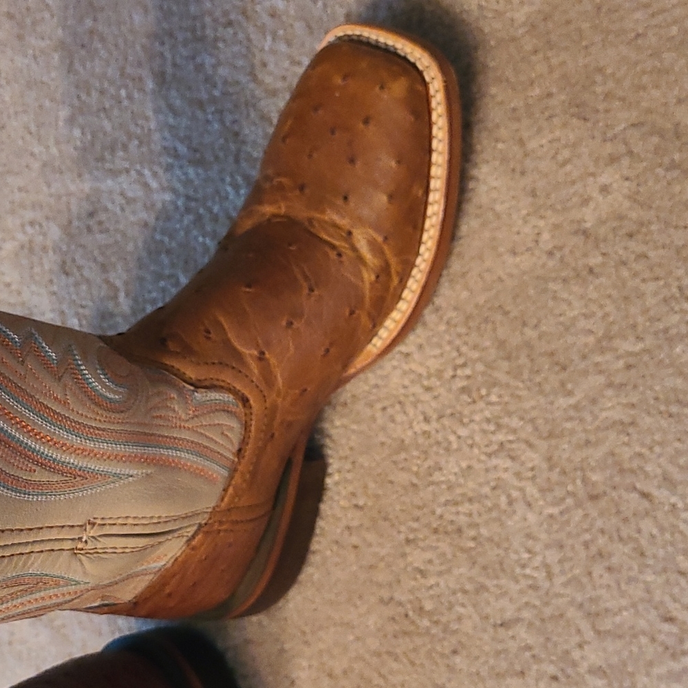 Full Quill Ostrich Wide Square Toe Boots - Gem